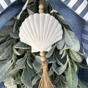 Shell & Lamb's Ear Beach Swag; Beach Swag; Beach Decoration; Lambs Ear ...