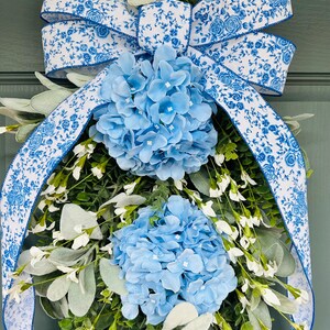 Large Blue Hydrangea Swag; Lamb’s Ear & Eucalyptus Swag, Hydrangea Swag ...