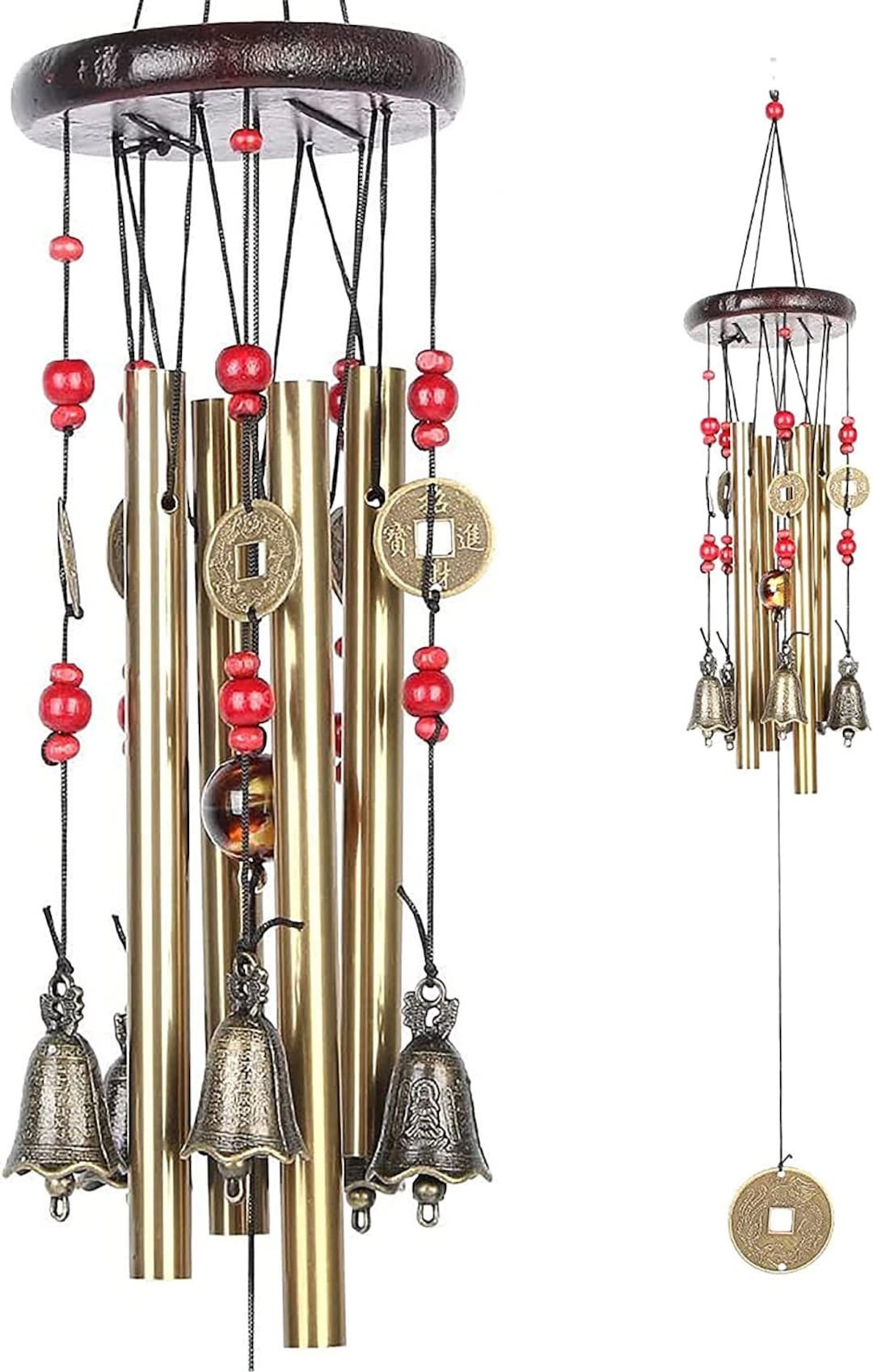 Grand carillon éolien avec cloches et pièces feng shui en - Etsy France