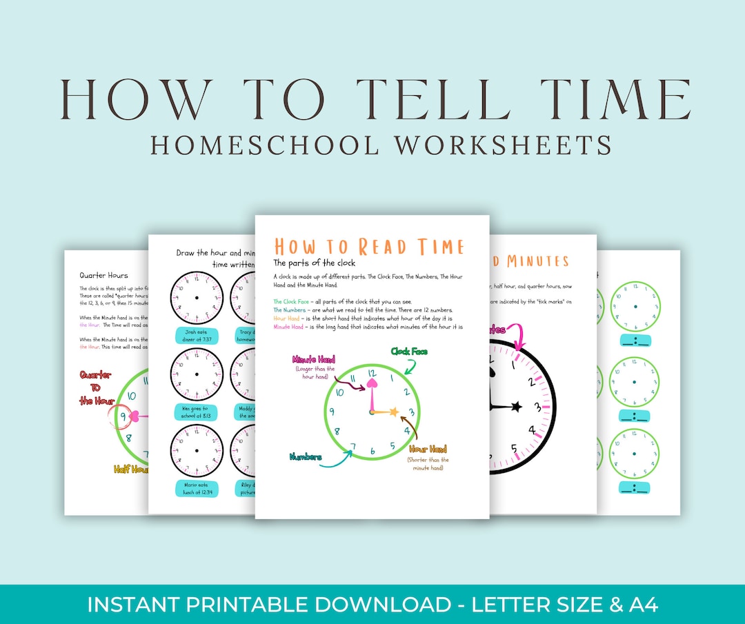 How to Tell Time Workbook, Telling Time, Reading Time Worksheets ...
