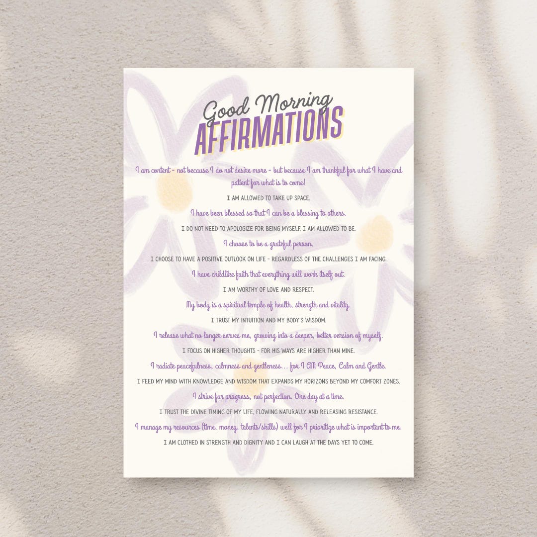 Daily Affirmations, Printable Daily Affirmations Sheet, Canva Template ...