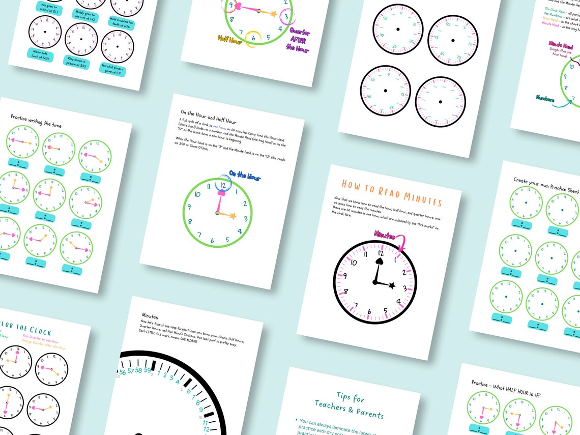 How to Tell Time Workbook, Telling Time, Reading Time Worksheets ...