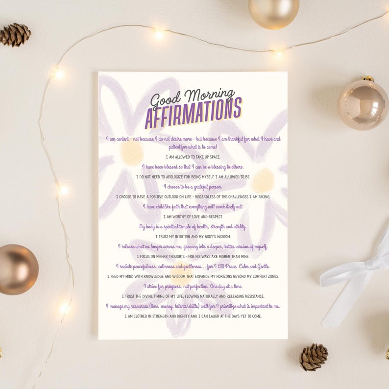 Daily Affirmations Printable Sheet: Morning Intentions (canva Template ...