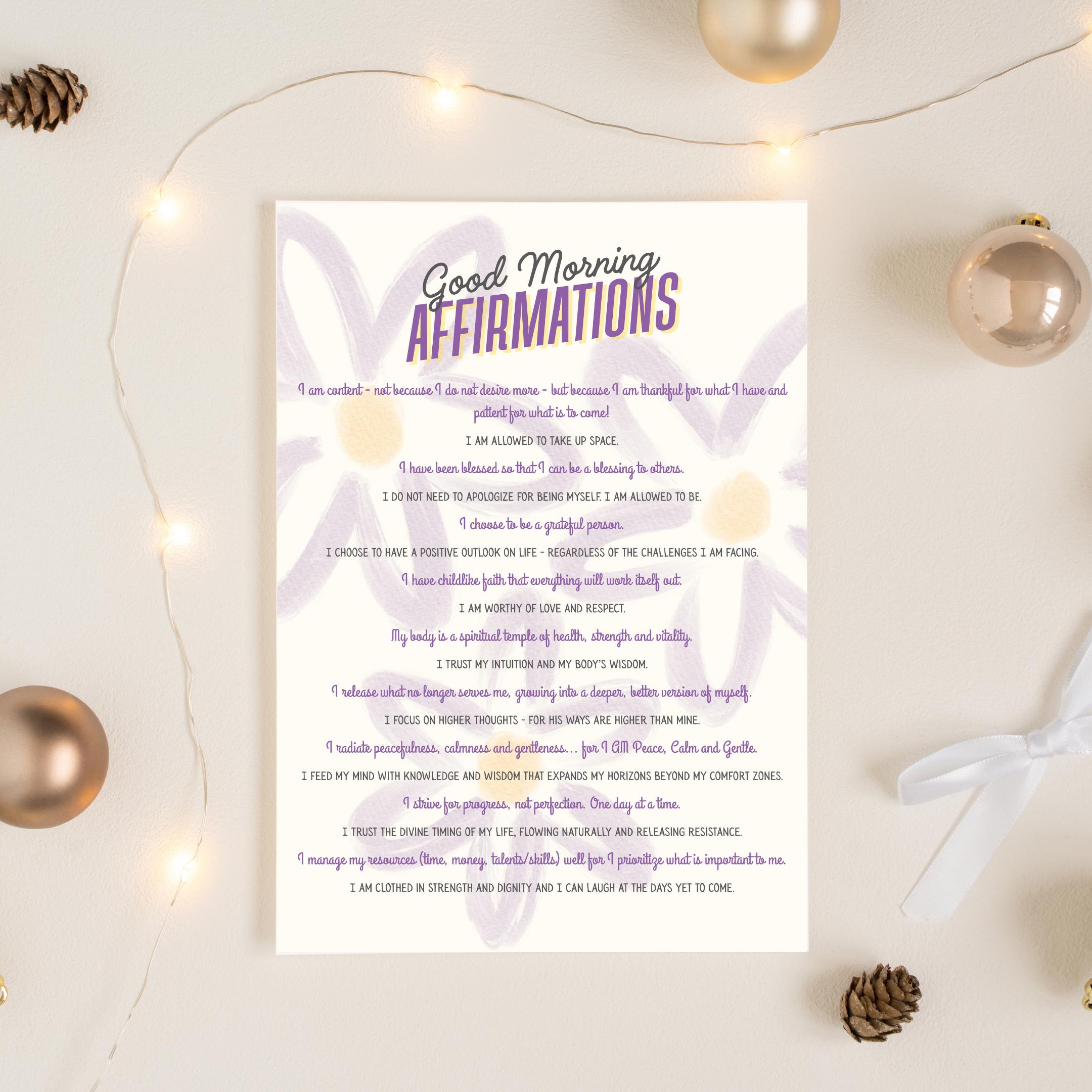Daily Affirmations, Printable Daily Affirmations Sheet, Canva Template ...