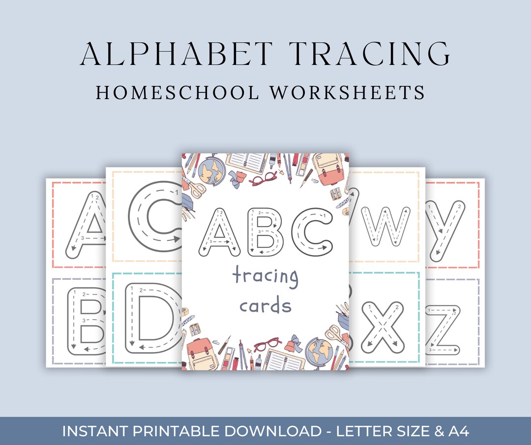 Alphabet Tracing Worksheets, Homeschool Alphabet Worksheet, Homeschool ...