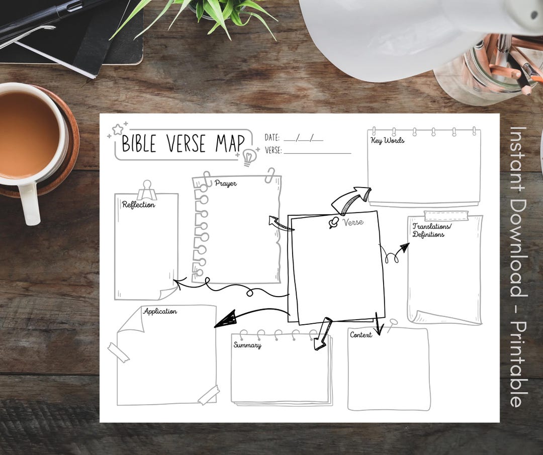 Creative Bible Verse Mapping Worksheet: Scripture Study, Faith Journal ...