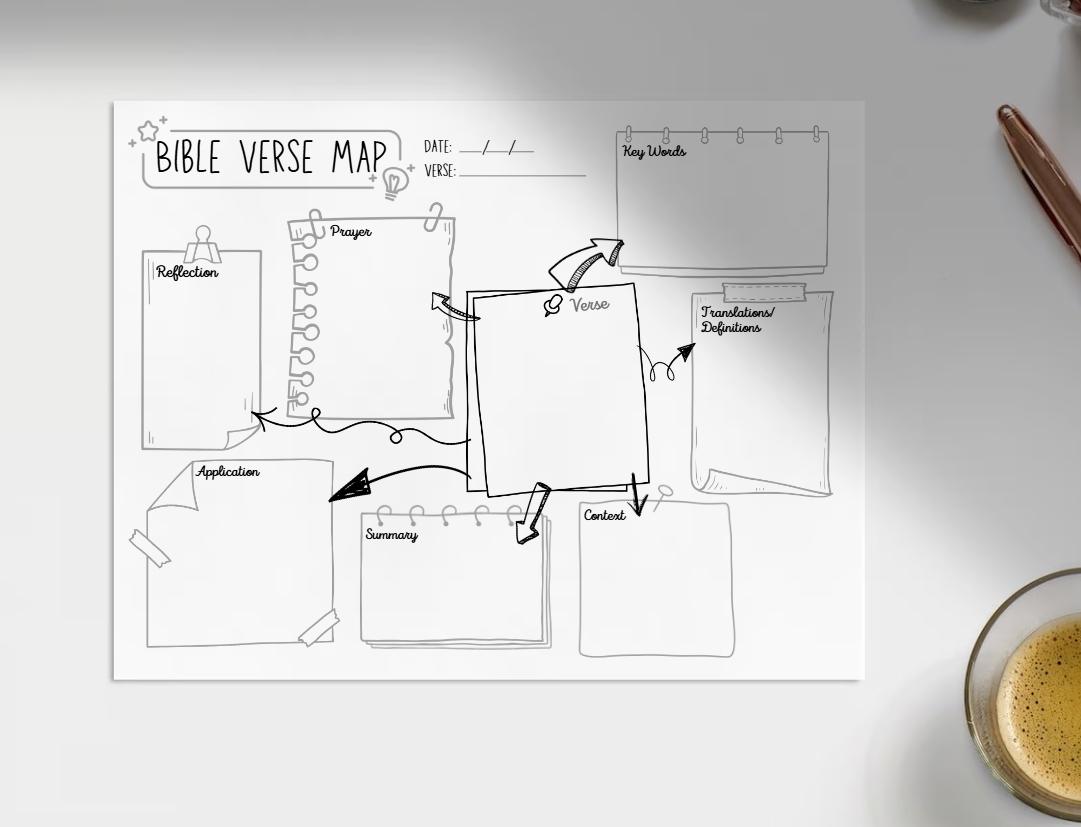 Creative Bible Verse Mapping Worksheet: Scripture Study, Faith Journal ...
