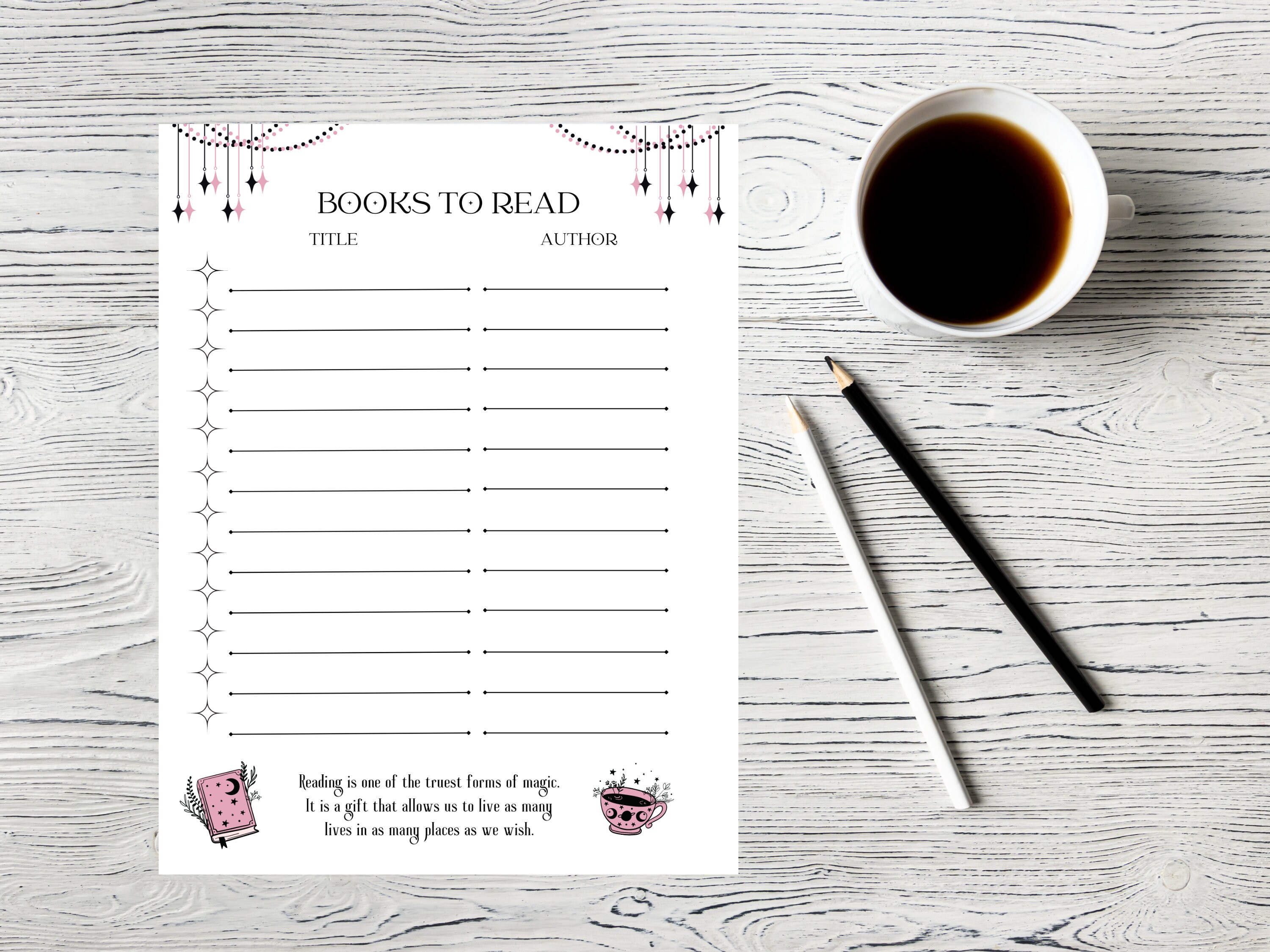 Books to Read List ~ A4/a5/letter Printable ~ Instant PDF Download - Etsy