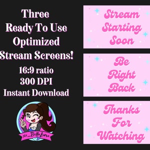 ANIMATED Pink Sparkle Twitch Stream Screens - Starting Soon - Be Right ...