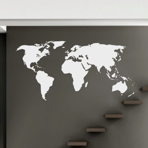 Large World Map Wall Decal World Map Sticker Large World - Etsy