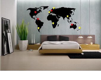 Large World Map Wall Decal World Map Sticker Large World | Etsy