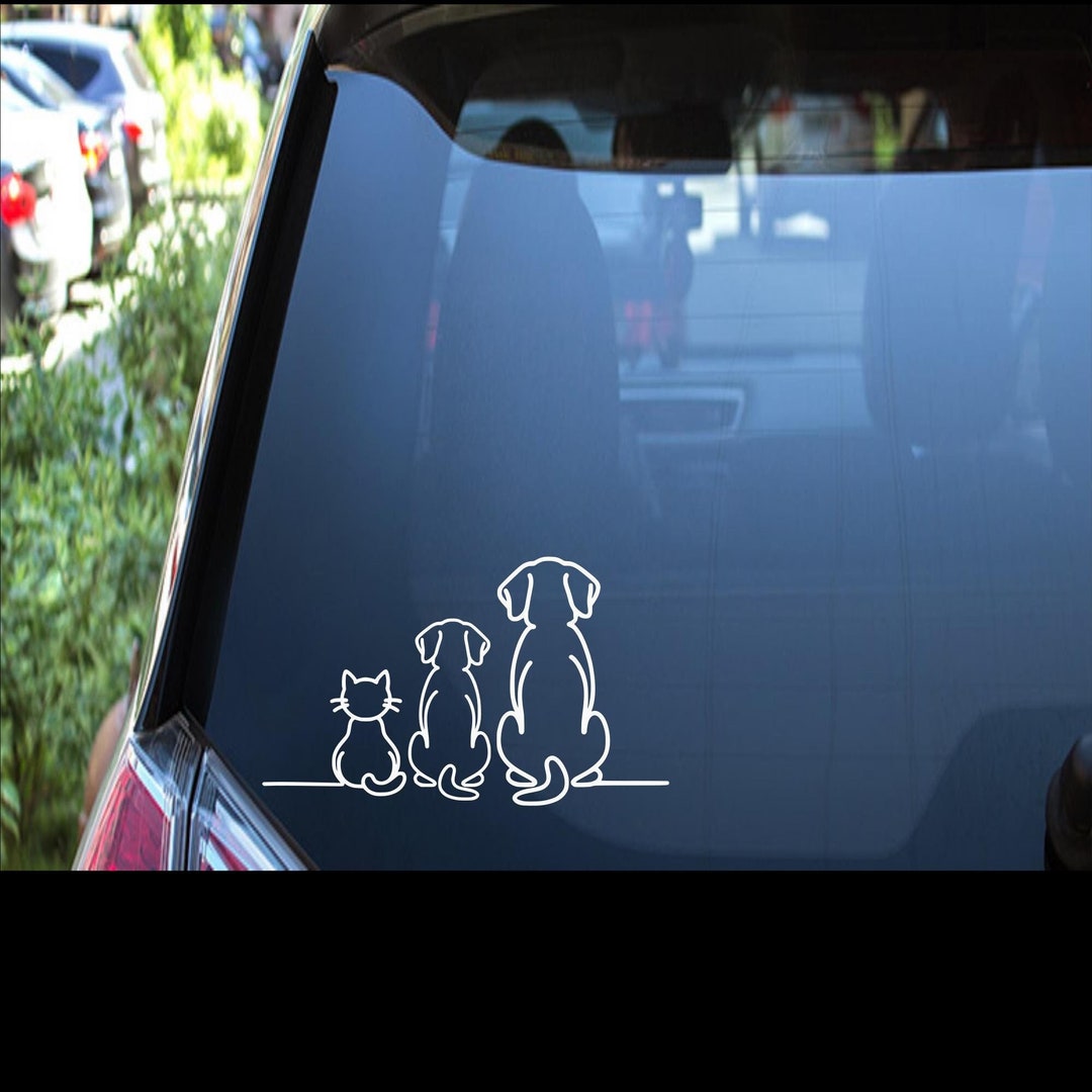 Two Dogs One Cat Decal - Cat Owner Car Decal - Cat and Dog Window Decal ...