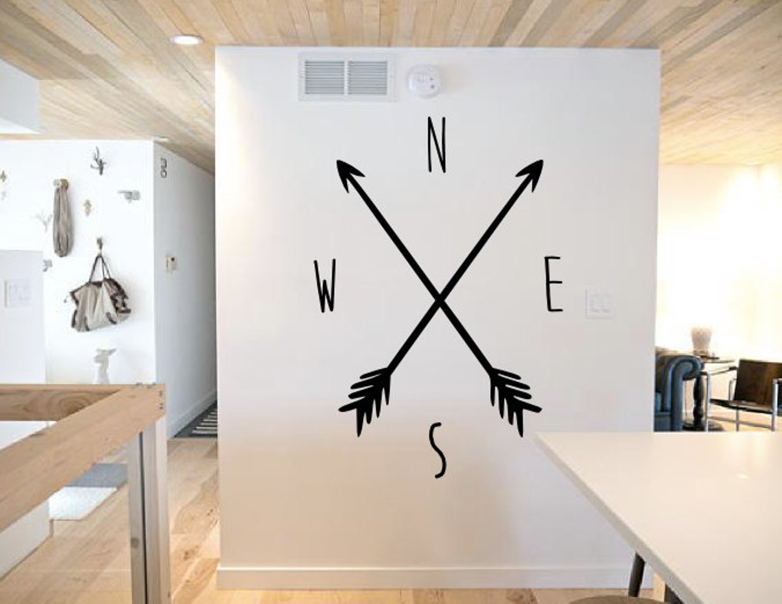 North East South West Compass With Arrows Wall Decal - Arrow Decal ...