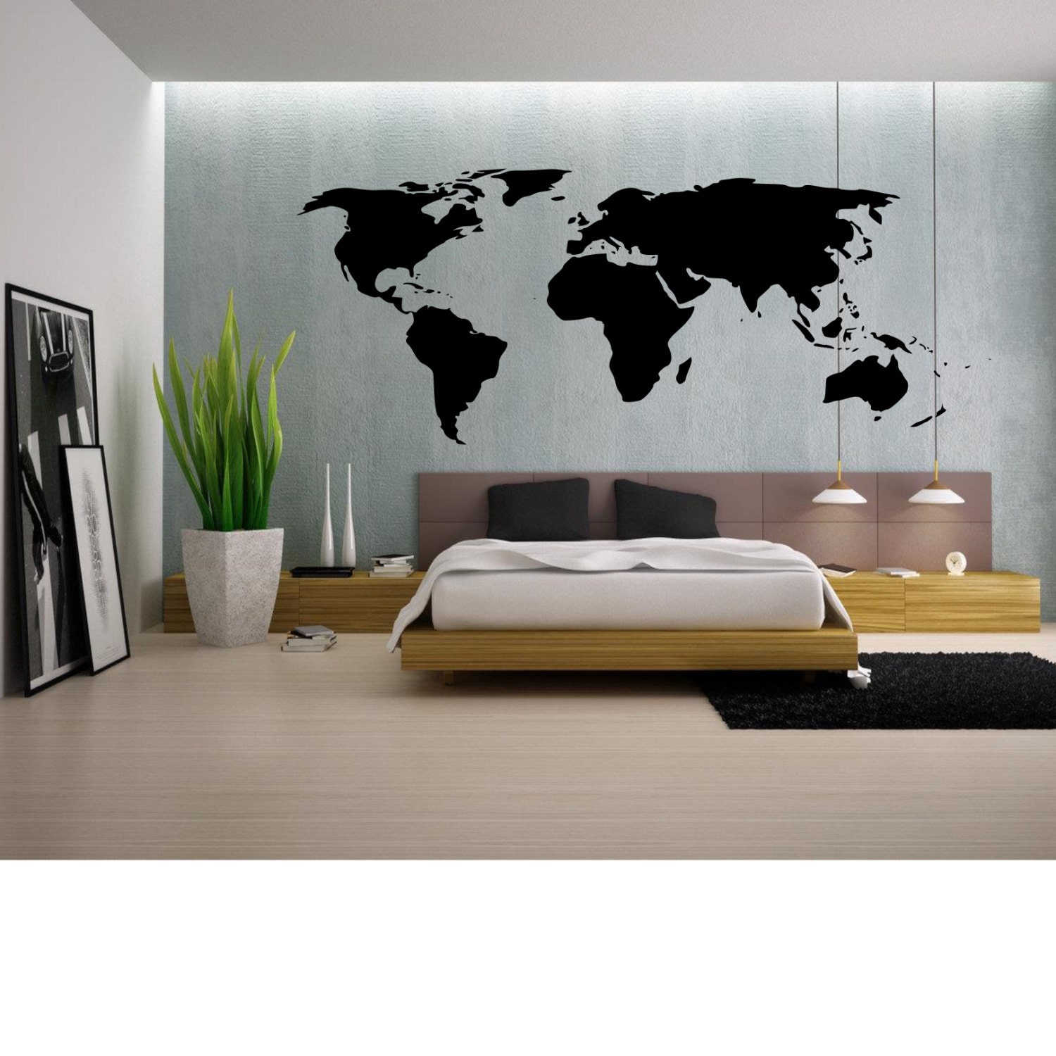 Large World Map Wall Decal World Map Sticker Large World - Etsy