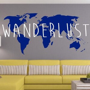 World Map Wanderlust Decal - Wanderlust World Map - Large World Map ...