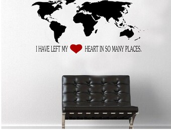 World Map With I'm in Love Quote Wall Decal | Etsy