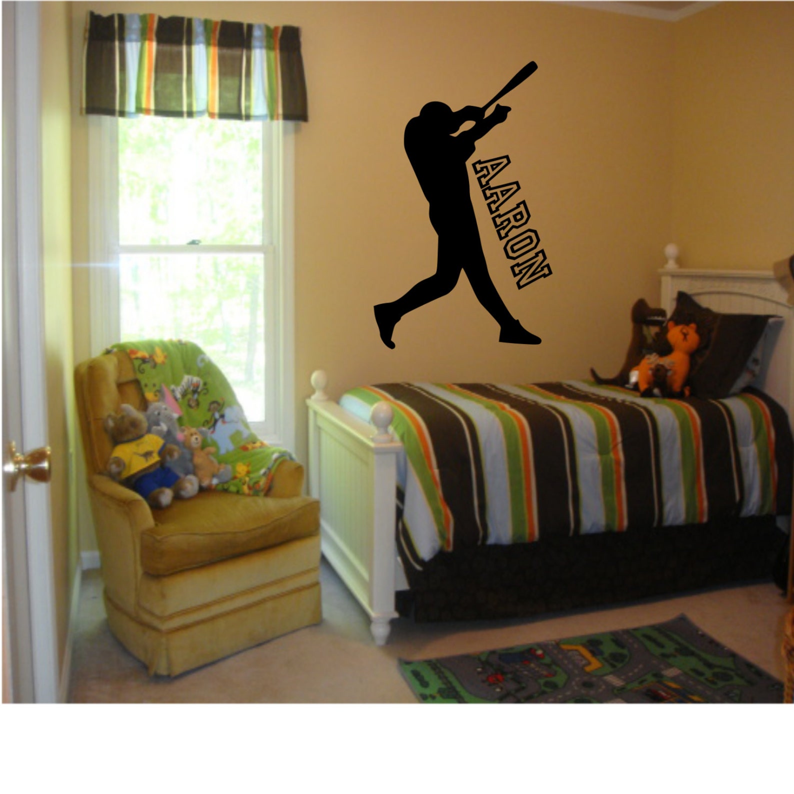 Baseball Player With Name Wall Decal Kids Room Decor - Etsy