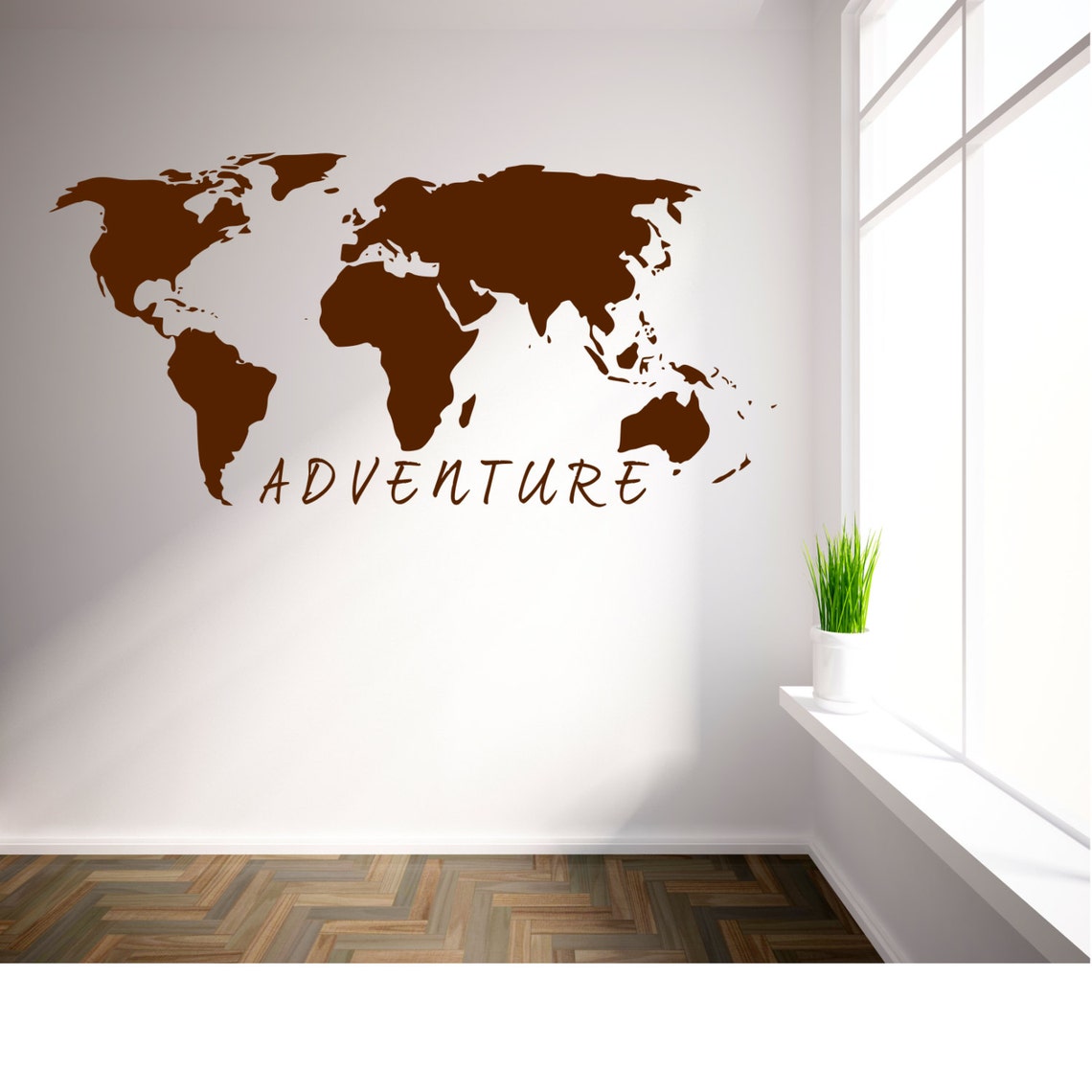 World Map Adventure Awaits Wall Decal Travel Wanderlust | Etsy