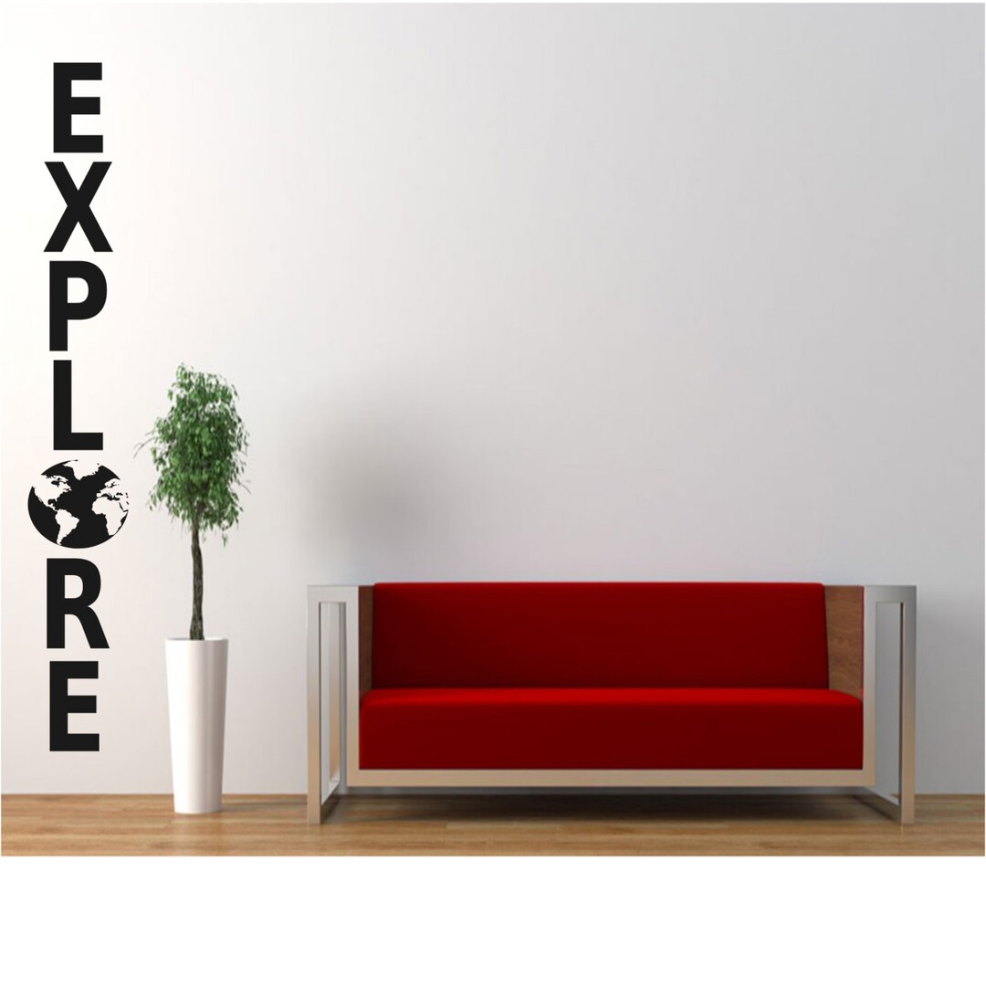 Explore With Globe Wall Decal Vertical - Travel Decal - Globe Decal ...