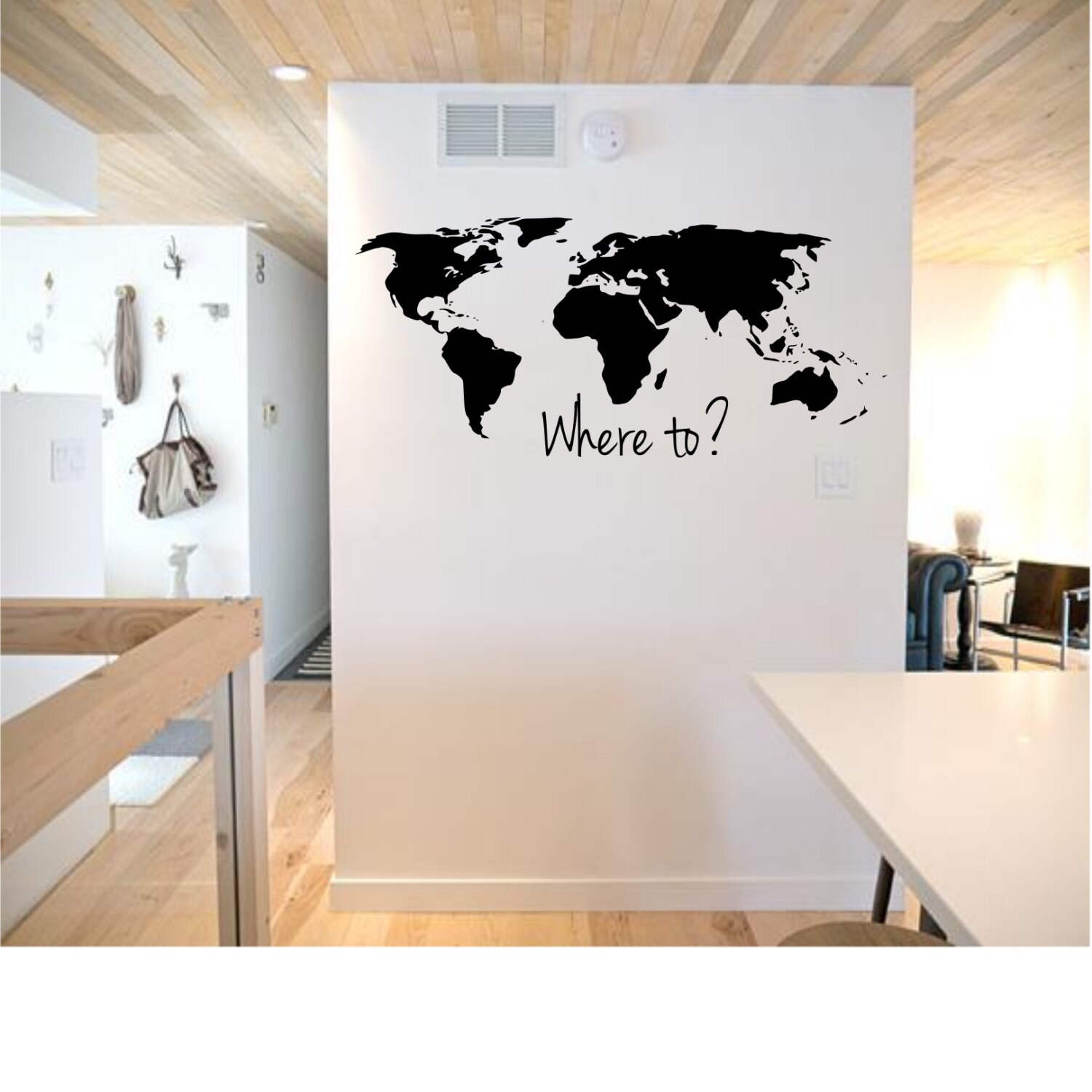 Large World Map Decal where To Wall Art Home Decor | Etsy