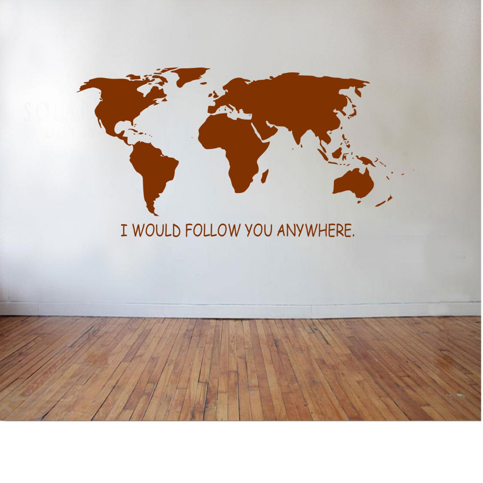 World Map With I Would Follow You Anywhere Quote Wall Decal | Etsy