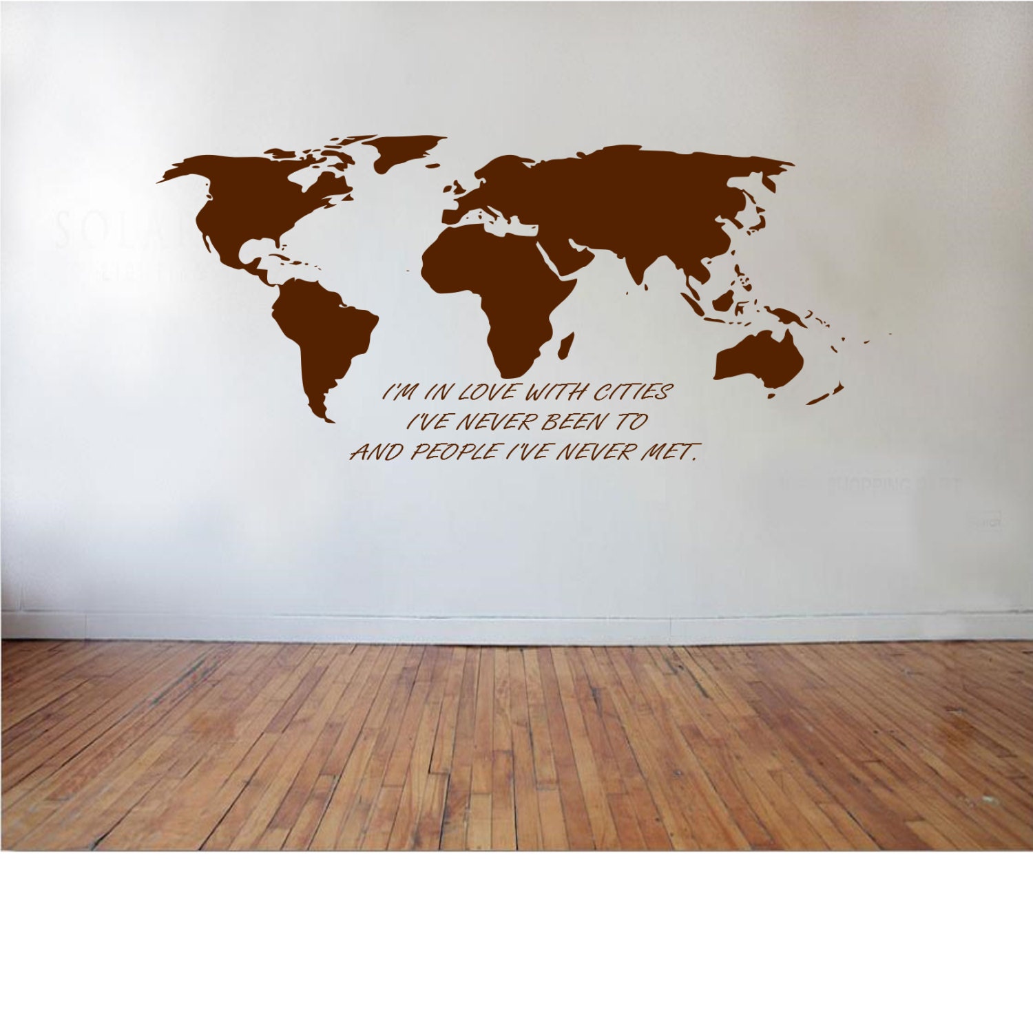 World Map With I'm in Love Quote Wall Decal | Etsy