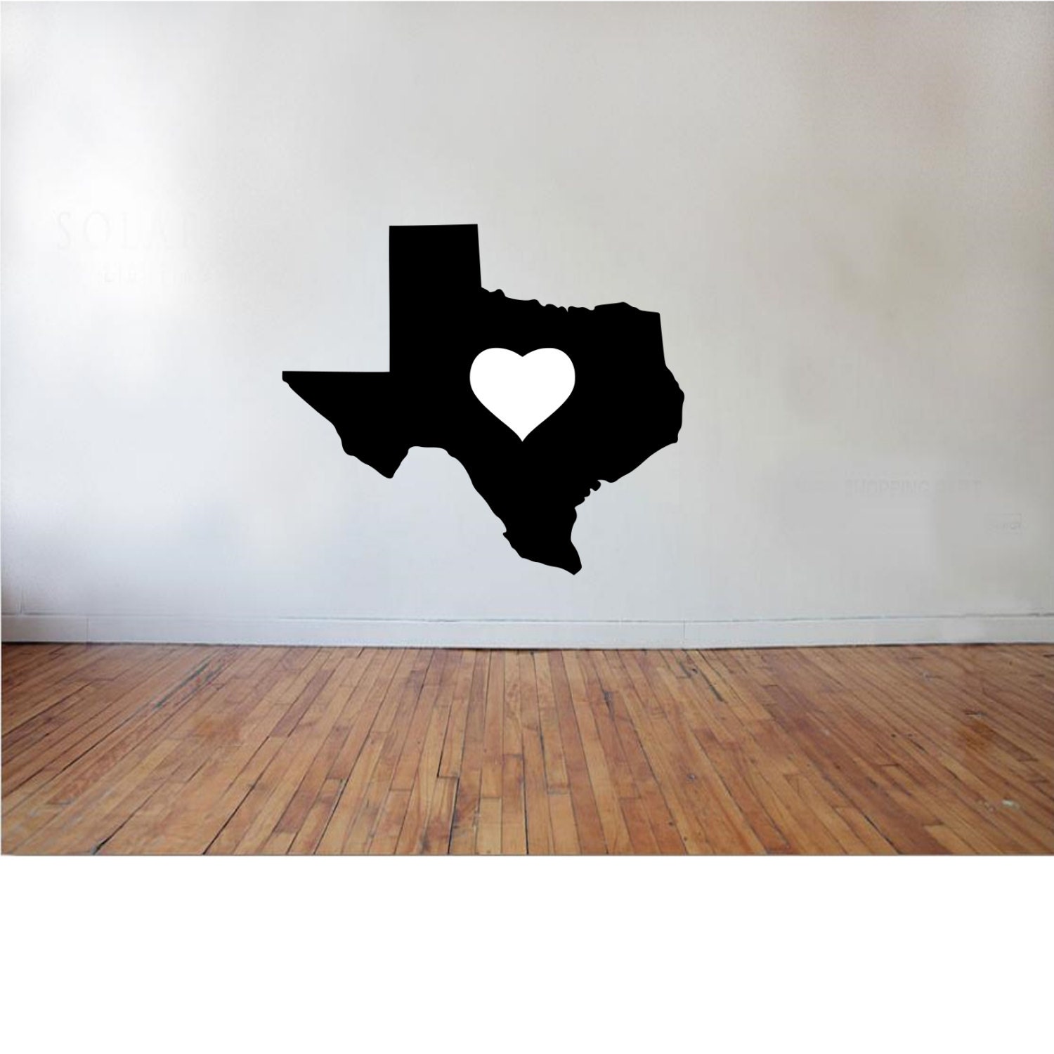 Map of Texas with Heart Wall Decal | Etsy
