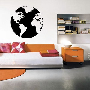 Large World Map Globe Wall Decal - Home Decor - Globe Decal - World Map ...
