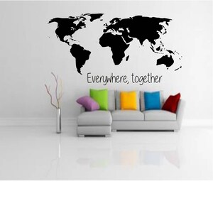 World Map With Everywhere, Together Quote Wall Decal - World Map ...