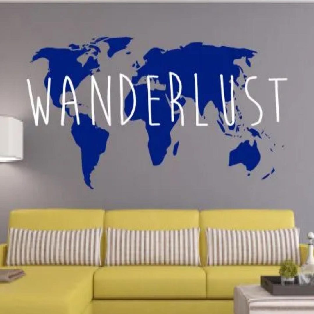 World Map Wanderlust Decal - Wanderlust World Map - Large World Map ...