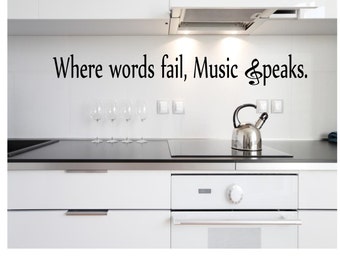Music Speaks Where Words Fail Wall Sticker Contemporary - Etsy