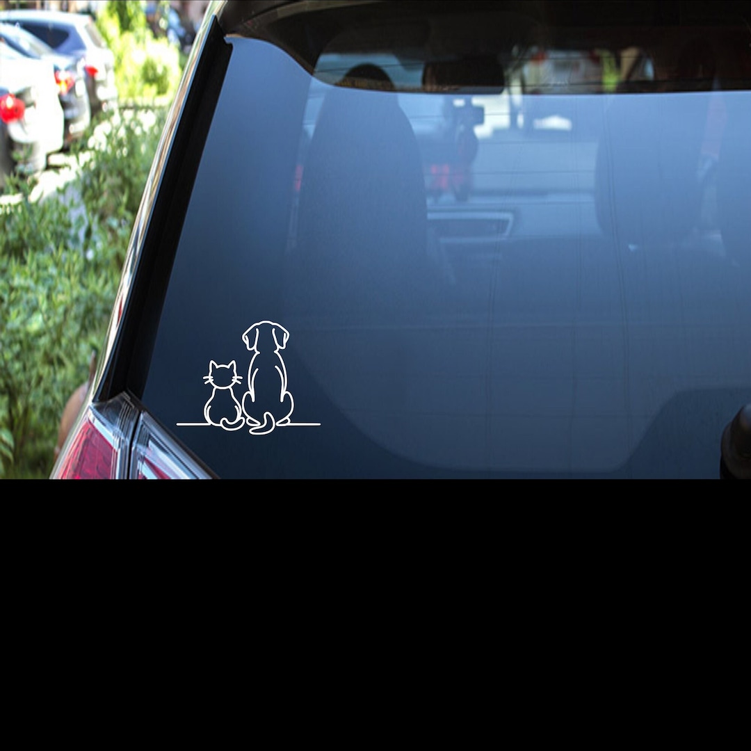 Cute Dog and Cat Decal - Cat Owner Car Decal - Cat and Dog Window Decal ...