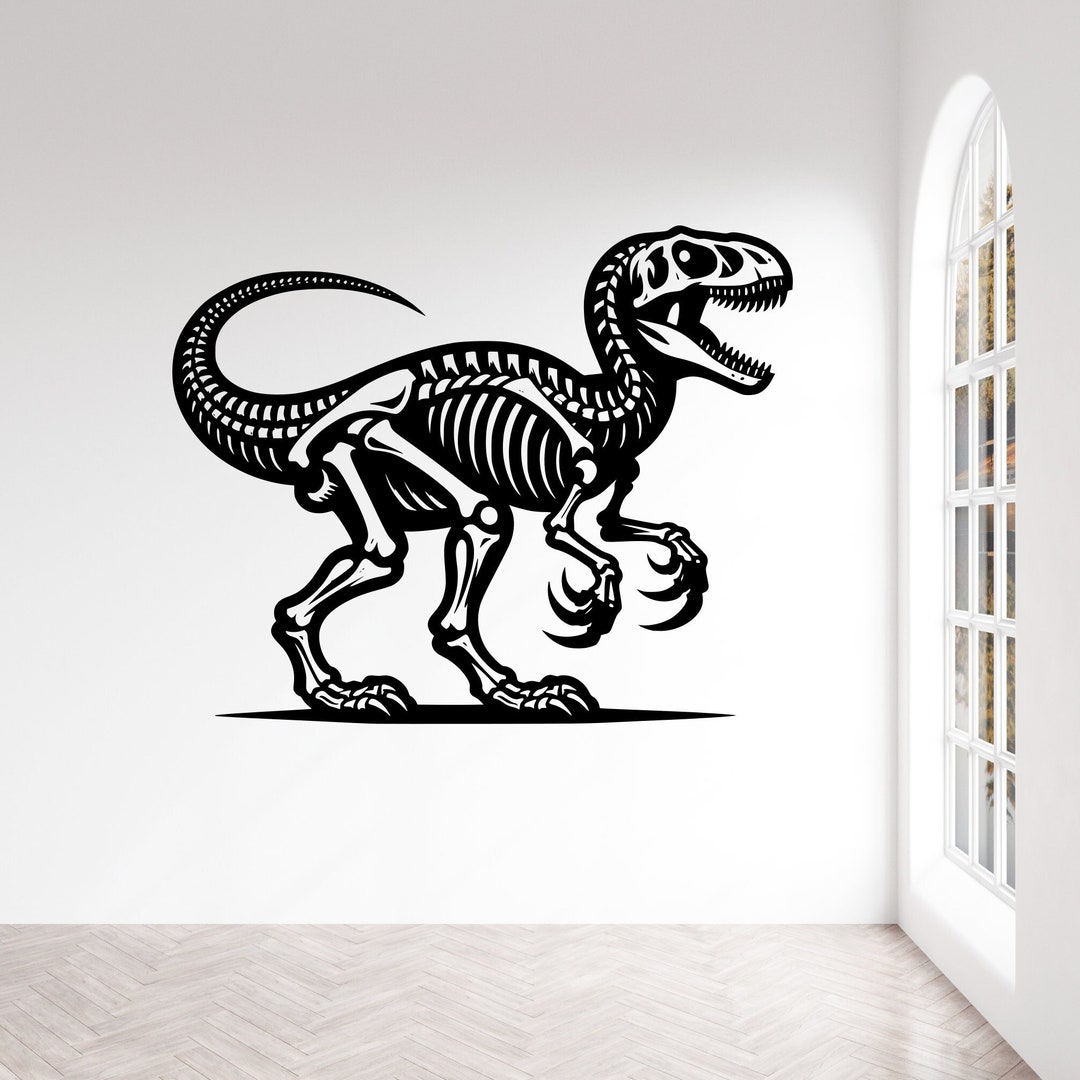 Velociraptor Skull Wall Decal - Velociraptor Decal - Dinosaur Decal ...