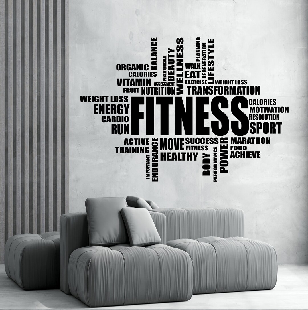 Fitness Decal - Gym Decal - Fitness Collage Wall Decal -workout Decal ...