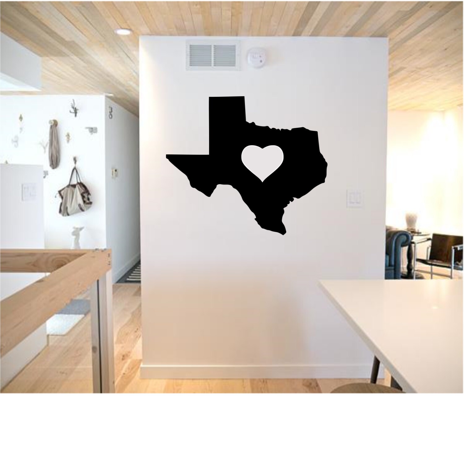 Map of Texas with Heart Wall Decal | Etsy
