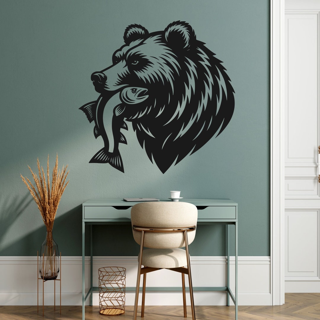 Bear Wall Decal - Bear Decal - Wilderness Decal - Log Cabin Decal ...