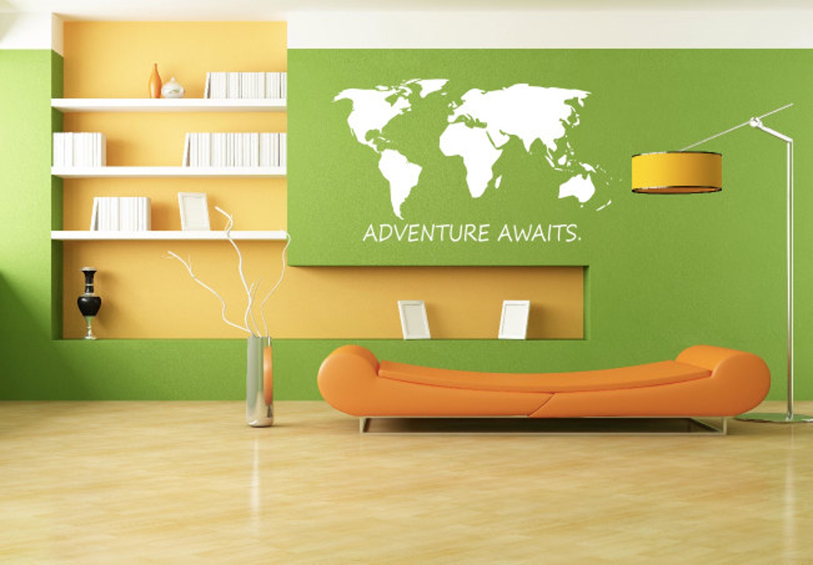 World Map Adventure Awaits Wall Decal Travel Wanderlust Adventure Home ...