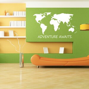 World Map Adventure Awaits - Wall Decal - Travel - Wanderlust ...