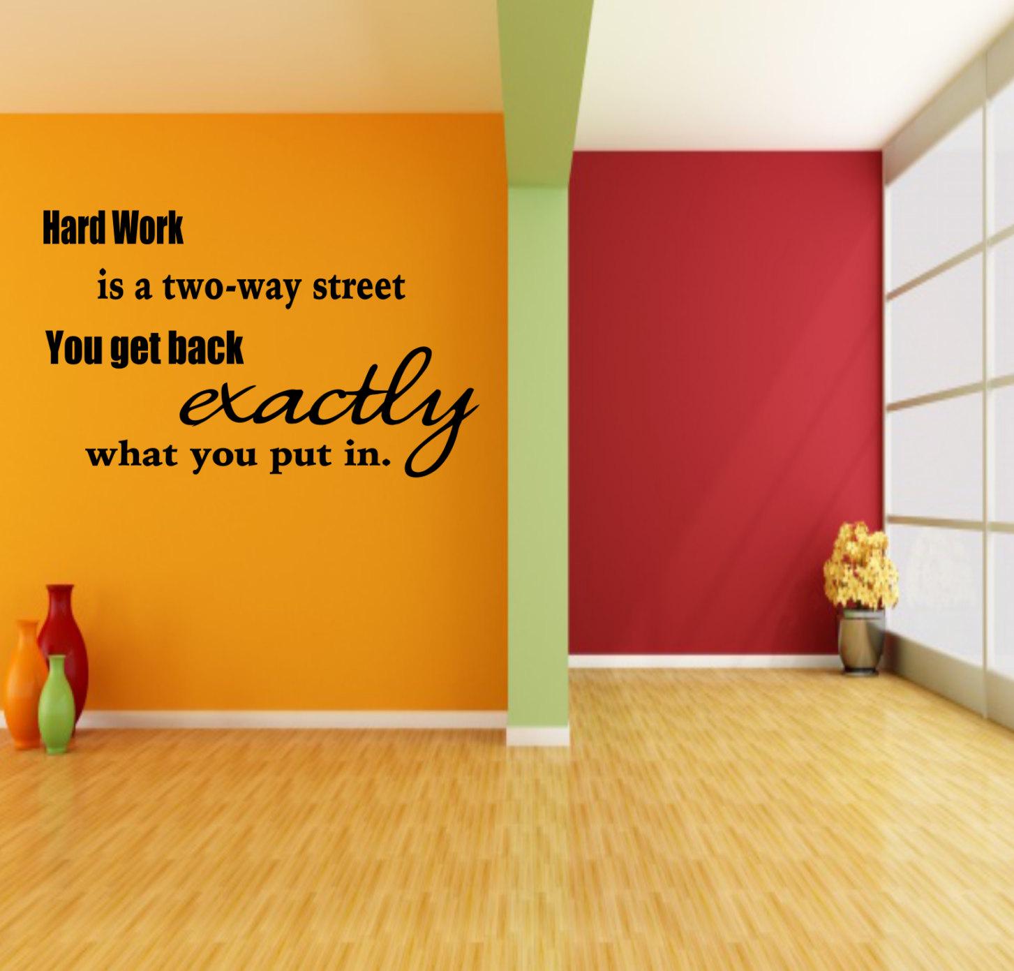 Classroom Decal -hard Work is a Two Way Street Wall Decal - Fitness ...