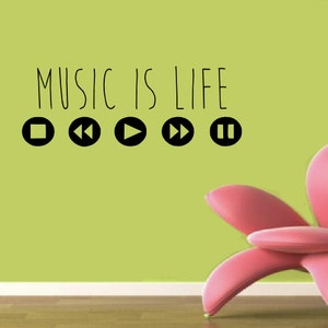 Music is Life Wall Decal - Quote - DJ Decal - Equalizer - Music ...