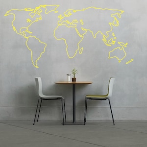World Map Outline Decal - Large World Map - Wall Decal - Wall Art ...