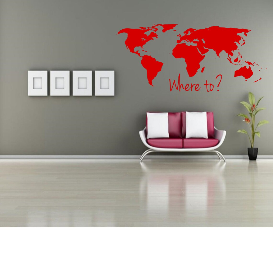 Large World Map Decal where To Wall Art Home Decor | Etsy