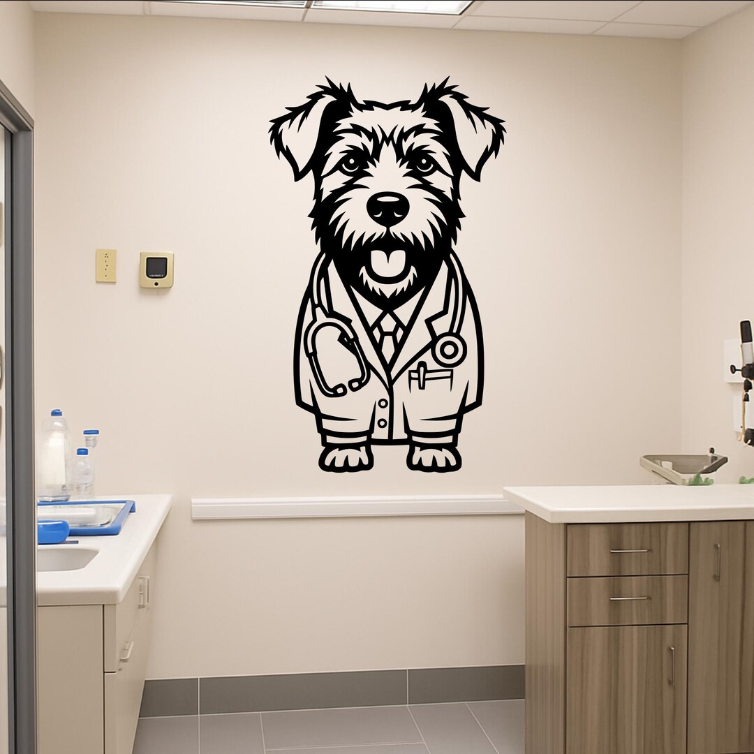 Scruffy Dog Doctor Decal - Vet Clinic Decal - Animal Hospital Wall Art ...