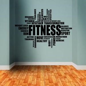 Fitness Decal - Gym Decal - Fitness Collage Wall Decal -workout Decal ...