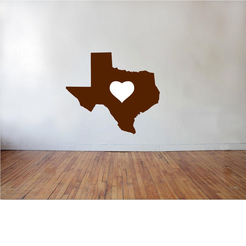 Map of Texas With Heart Wall Decal - Etsy