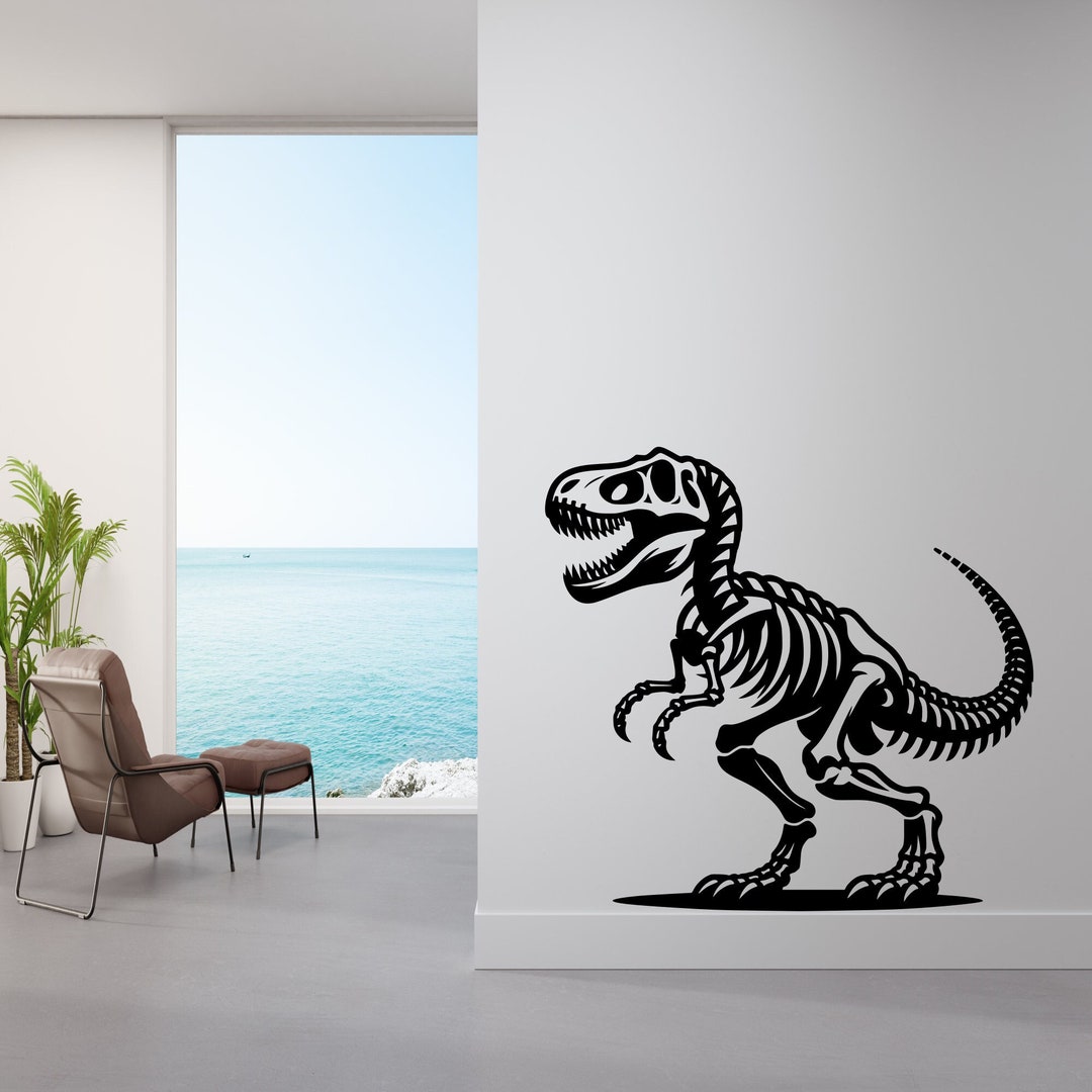 Trex Skeleton Skull Wall Decal - Trex Decal - Dinosaur Decal - Trex ...