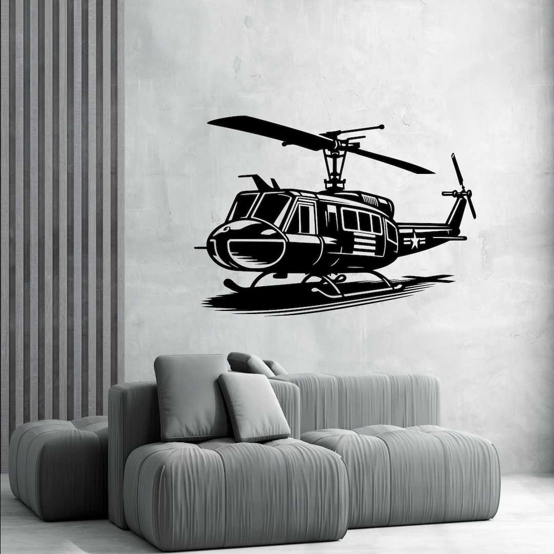 Huey Helicopter Decal - Huey Wall Decal - Huey Wall Art - Helicopter ...