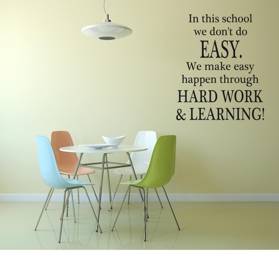 In This School We Don't Do Easy. Wall Decal | Etsy