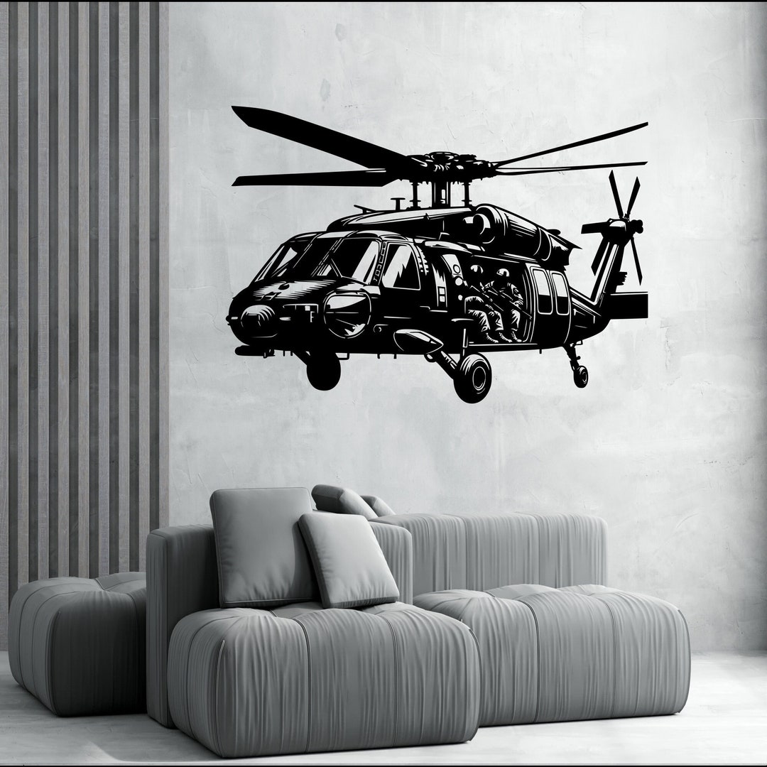 Blackhawk Helicopter Decal - Blackhawk Wall Decal - Blackhawk Wall Art ...