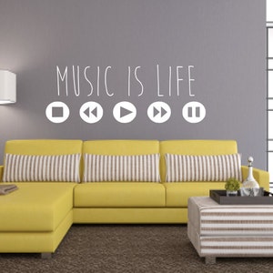 Music is Life Wall Decal - Quote - DJ Decal - Equalizer - Music ...